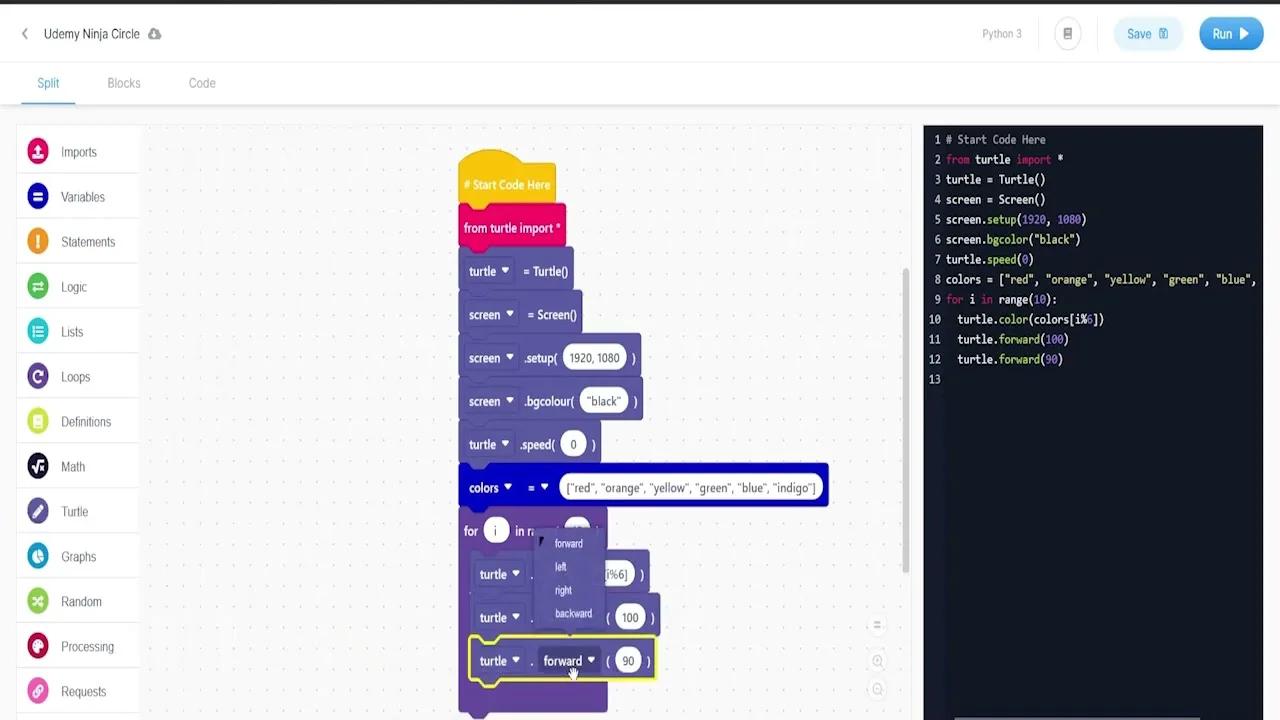 Coding Made Easy Creating A Ninja Circle In Block Scripting And Python