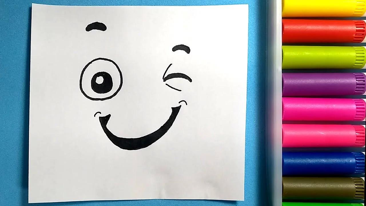 Como desenhar Rosto Olho Piscando Cômico Cartoon Super Fácil