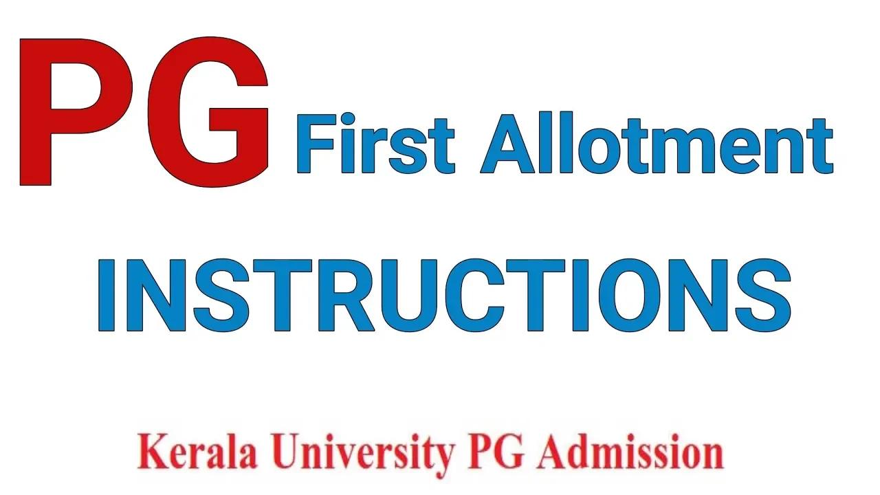 PG Allotment Instructions | Kerala University PG CAP admission | PG ...