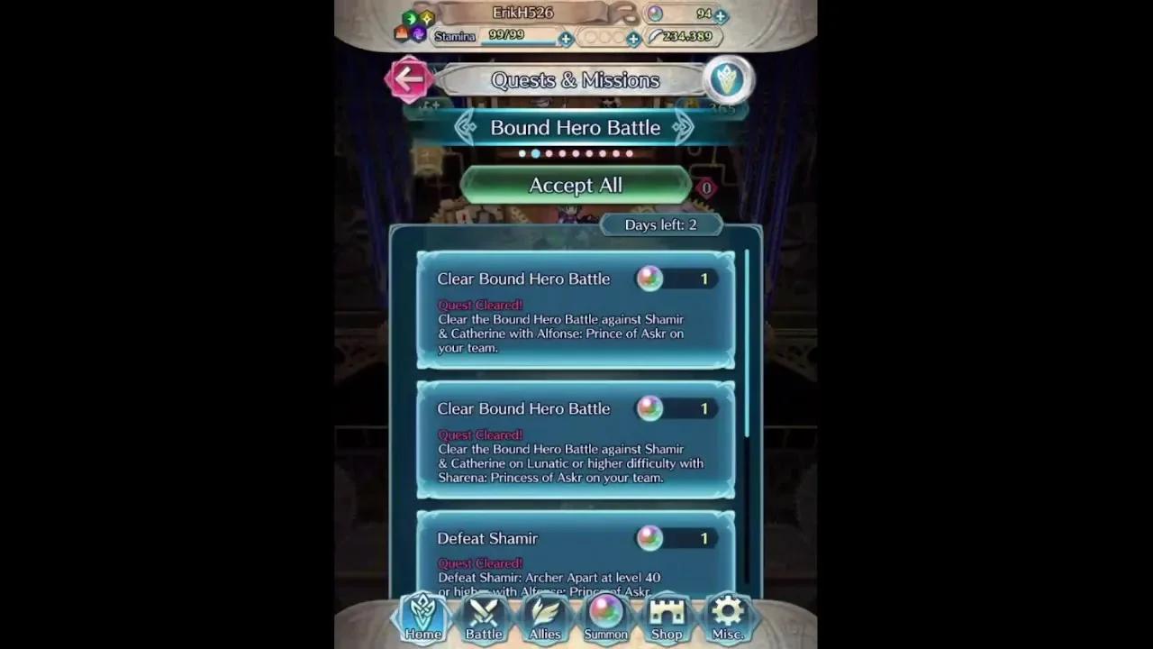ErikH526 - Fire Emblem Heroes - Bound Hero Battle Shamir & Catherine ...