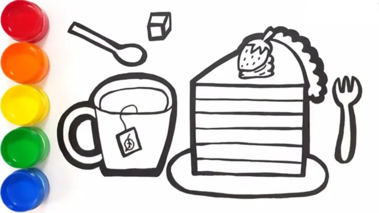 Glitter Afternoon Tea Set coloring and drawing for Kids, Toddlers ...