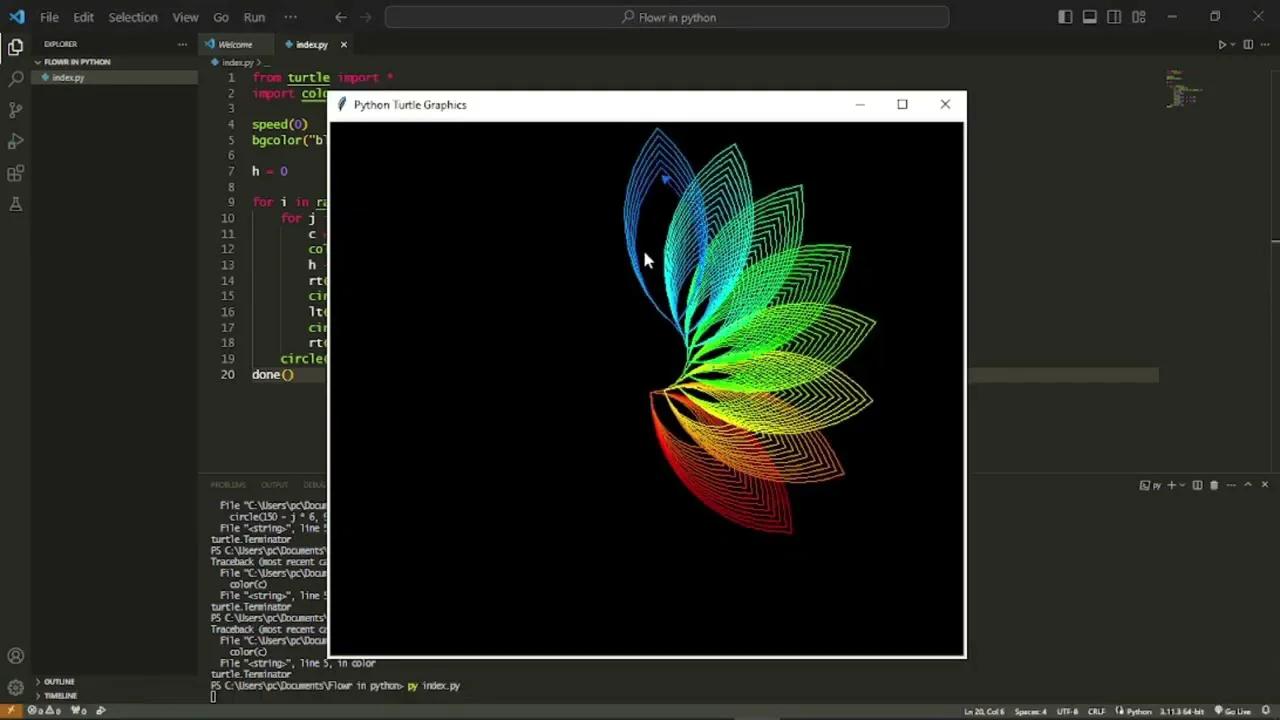 Python Tutorial How To Create Flower Using Python Turtle
