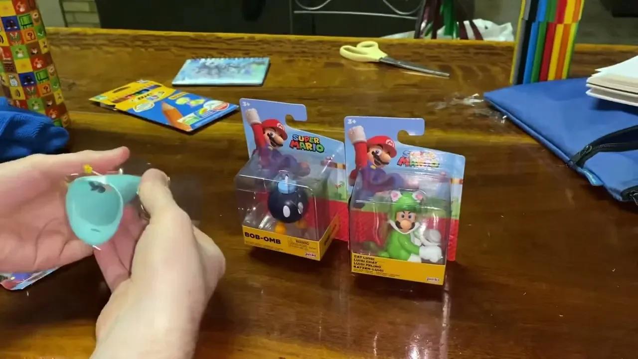 Super Mario: Rosalina, Bob-Omb and Cat Luigi 2.5 inch figures unboxing