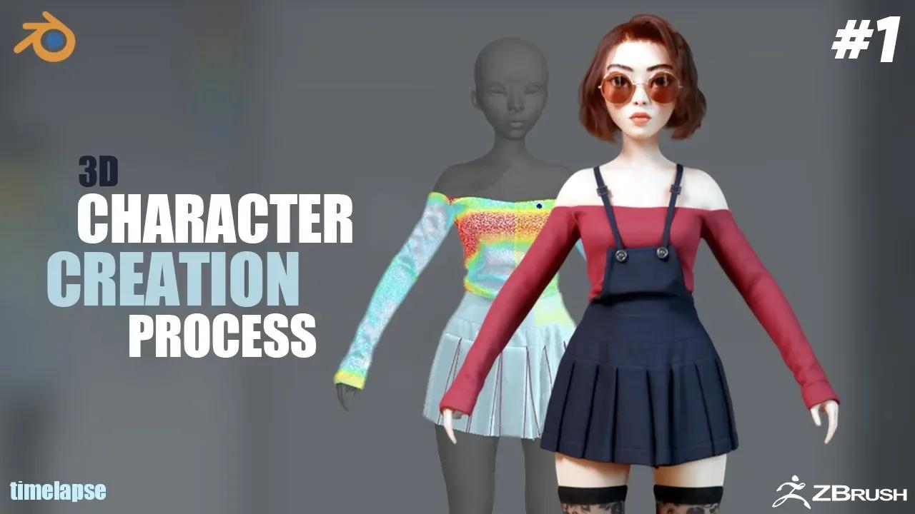 stylized character speedthrough |Part 1 |sculpting base | cloth ...