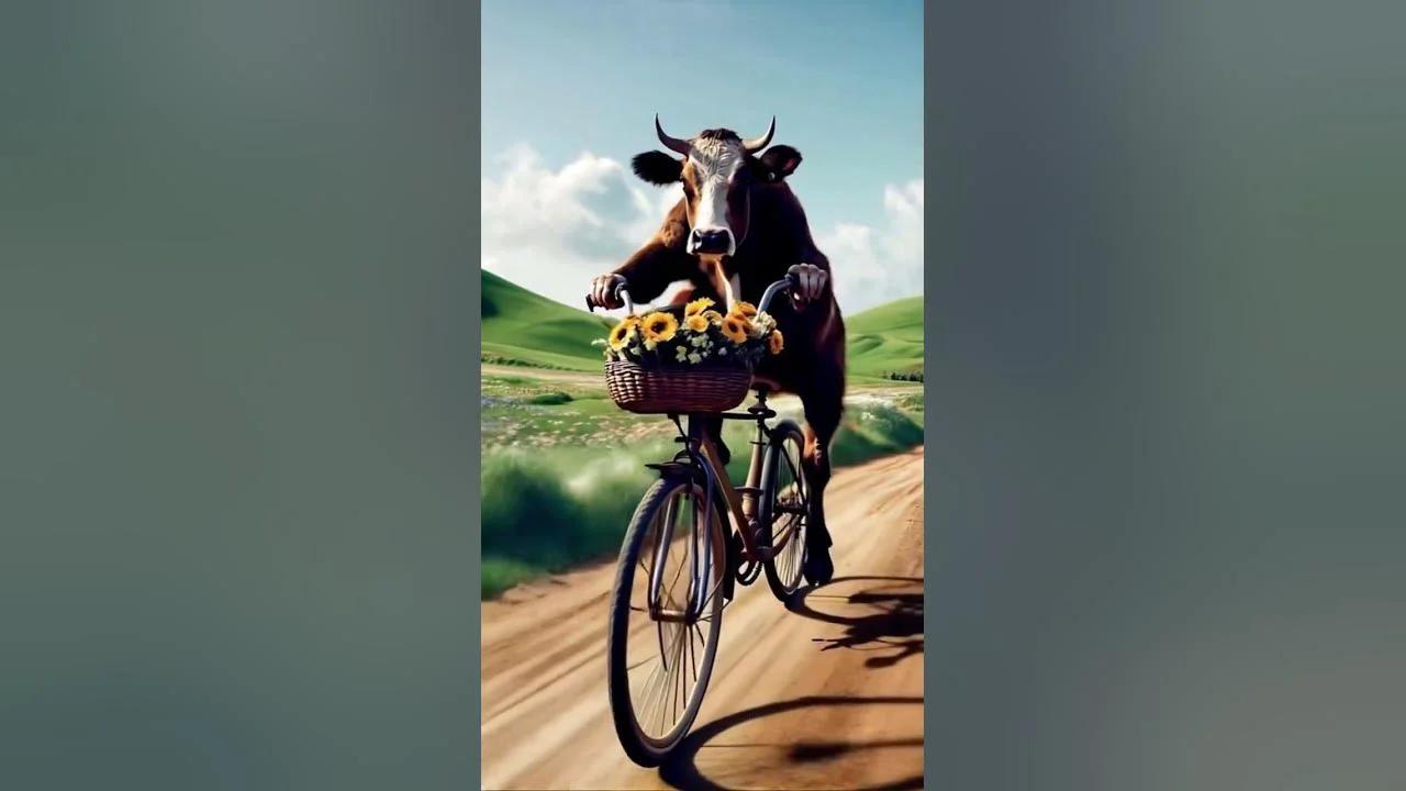 Cow driving bicycle 🚴🏼 #digitalar #armural #virtualbeings # ...