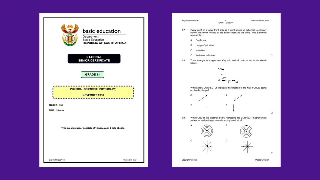Multiple Choice Grade 11 Physics November 2018 Past Paper