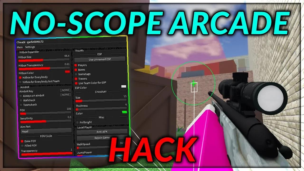 ROBLOX No-Scope Arcade HACK GUI SCRIPT | HitBox Expander, Aimbot & MORE! | (2022)