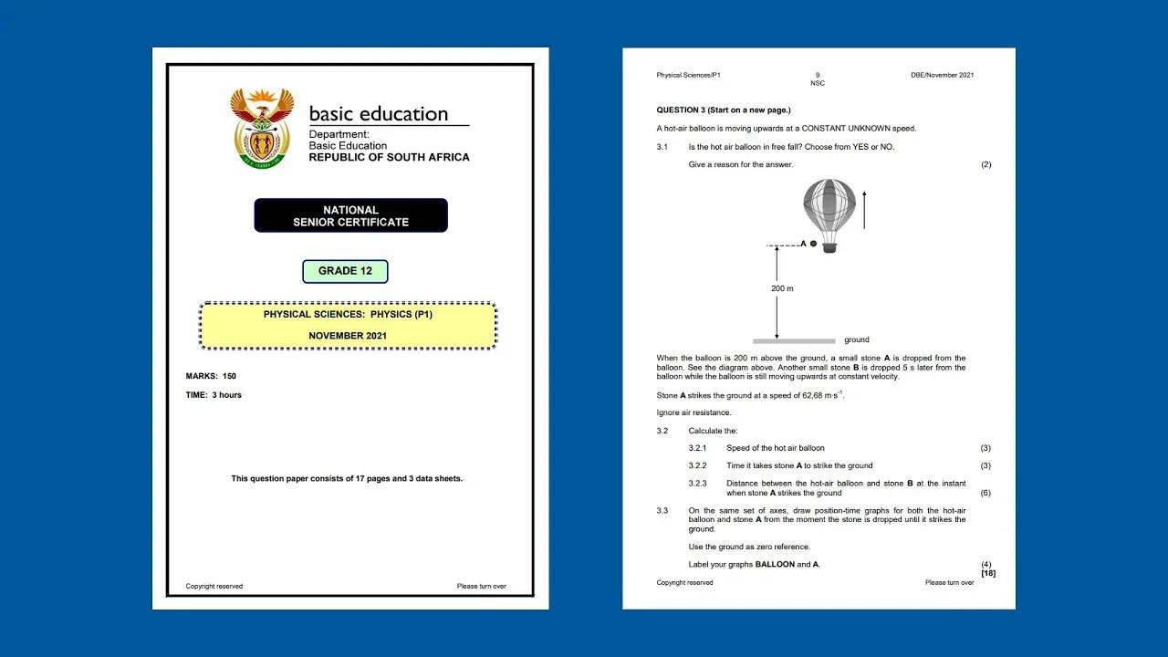 November 2021 Vertical Projectile Motion Grade 12 Physical Science Past ...