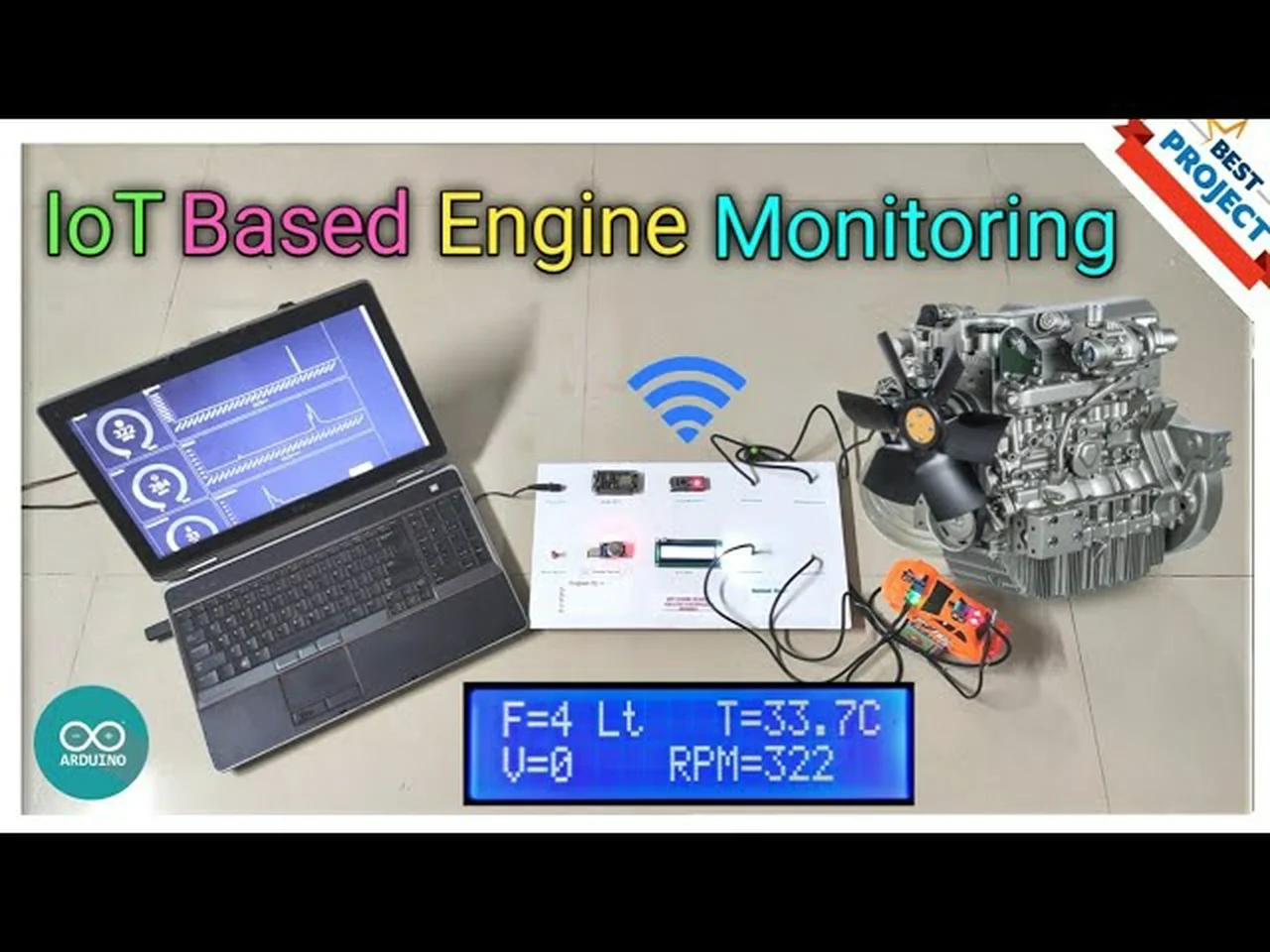 52. IoT Based Engine🚂 Health Monitoring💻 System | Speed🚅 | Fuel level⛽| Vibration📳 | Temp🌡️| Smoke💨