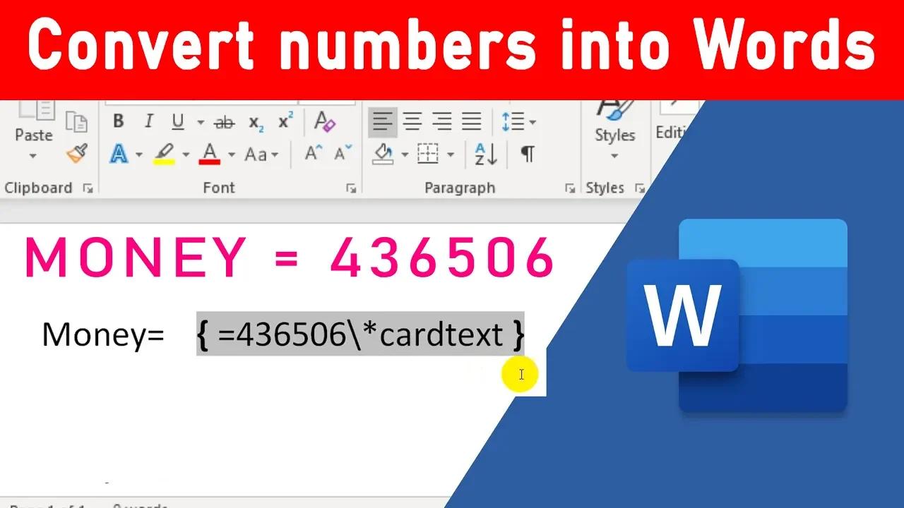 Convert numbers into Words in Word
