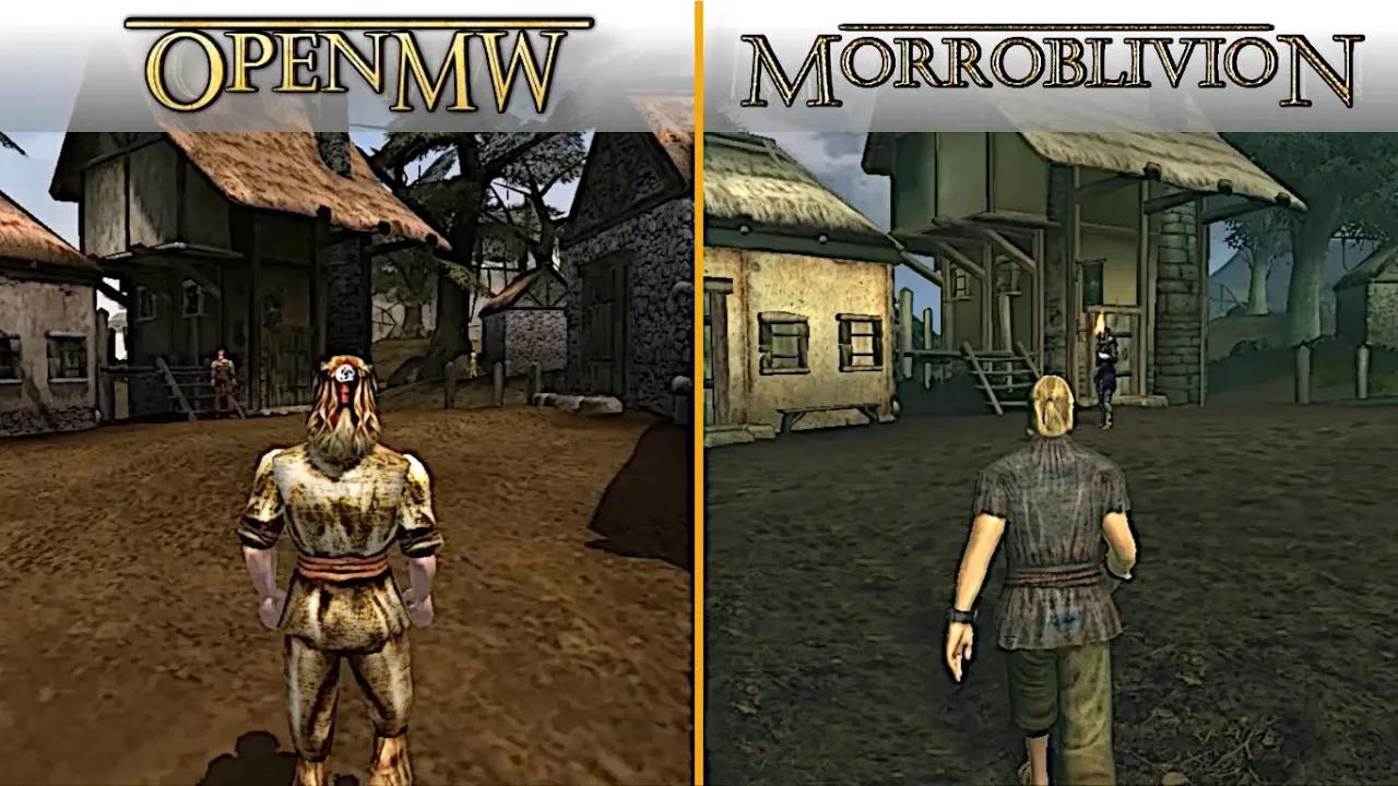 OpenMW vs Morroblivion side by side Comparison | Walking from Seyda Neen to Balmora | Morrowind
