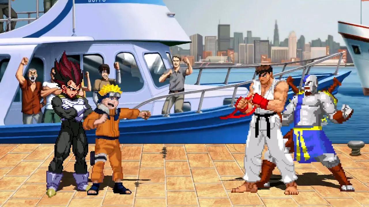 NARUTO E VEGETA vs RYU E KRATOS LUTA ÉPICA INSANA DE MUGEN!