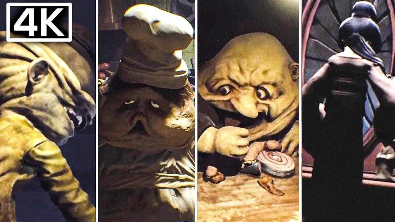 LITTLE NIGHTMARES - ALL BOSSES (With Cutscenes + Ending) [4K 60FPS]