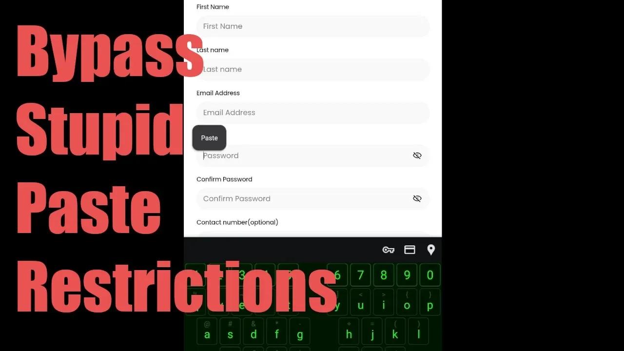 How To Paste Text To Any Field On Your Phone Bypass Paste Restrictions For Passwords On Bad Websites