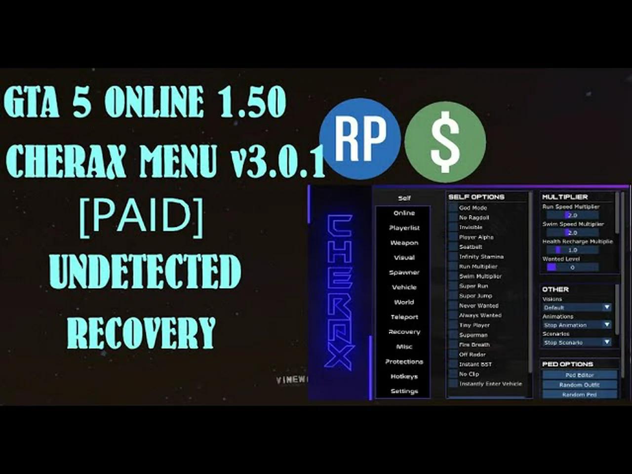 GTA 5 ONLINE 1.50 CHERAX MENU v3.0.1 GTA 5 [PAID] MOD MENU PC + FULL ...