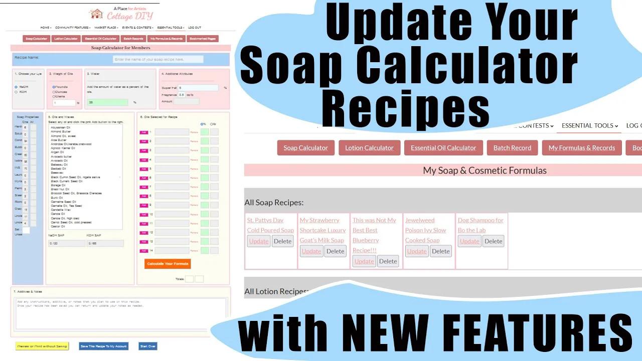 New Features Revealed in the Soap Calculator : Save Recipes & Update ...