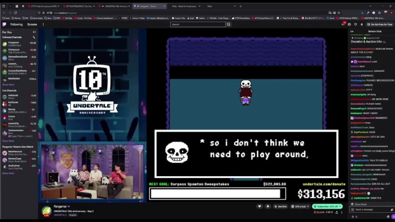 Undertale 10th Anniversary Stream - Sans Goes All Out