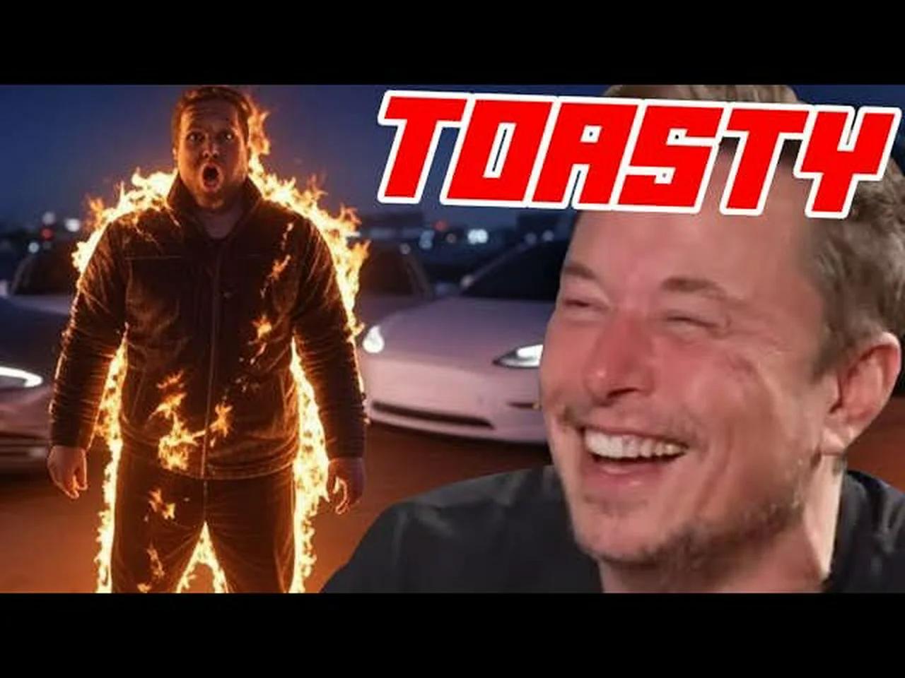 Dumb Lefty Sets Himself on Fire Trying to Burn Down a Tesla