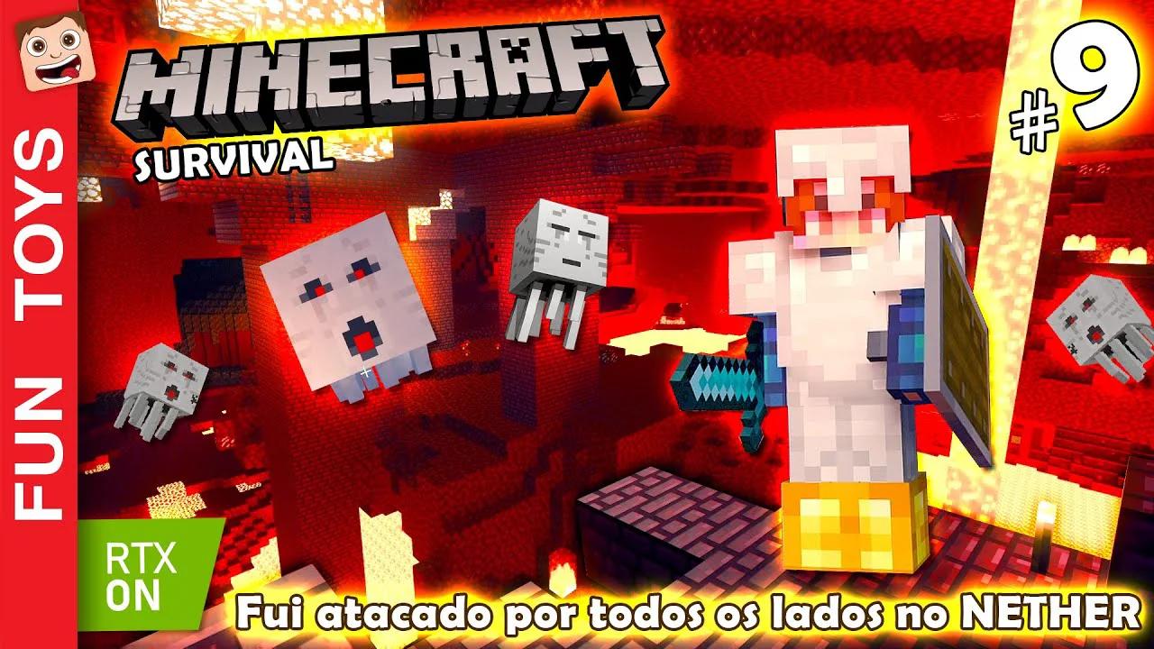 MINECRAFT SURVIVAL #9 - MUITOS MONSTROS me atacando por TODOS os lados ...