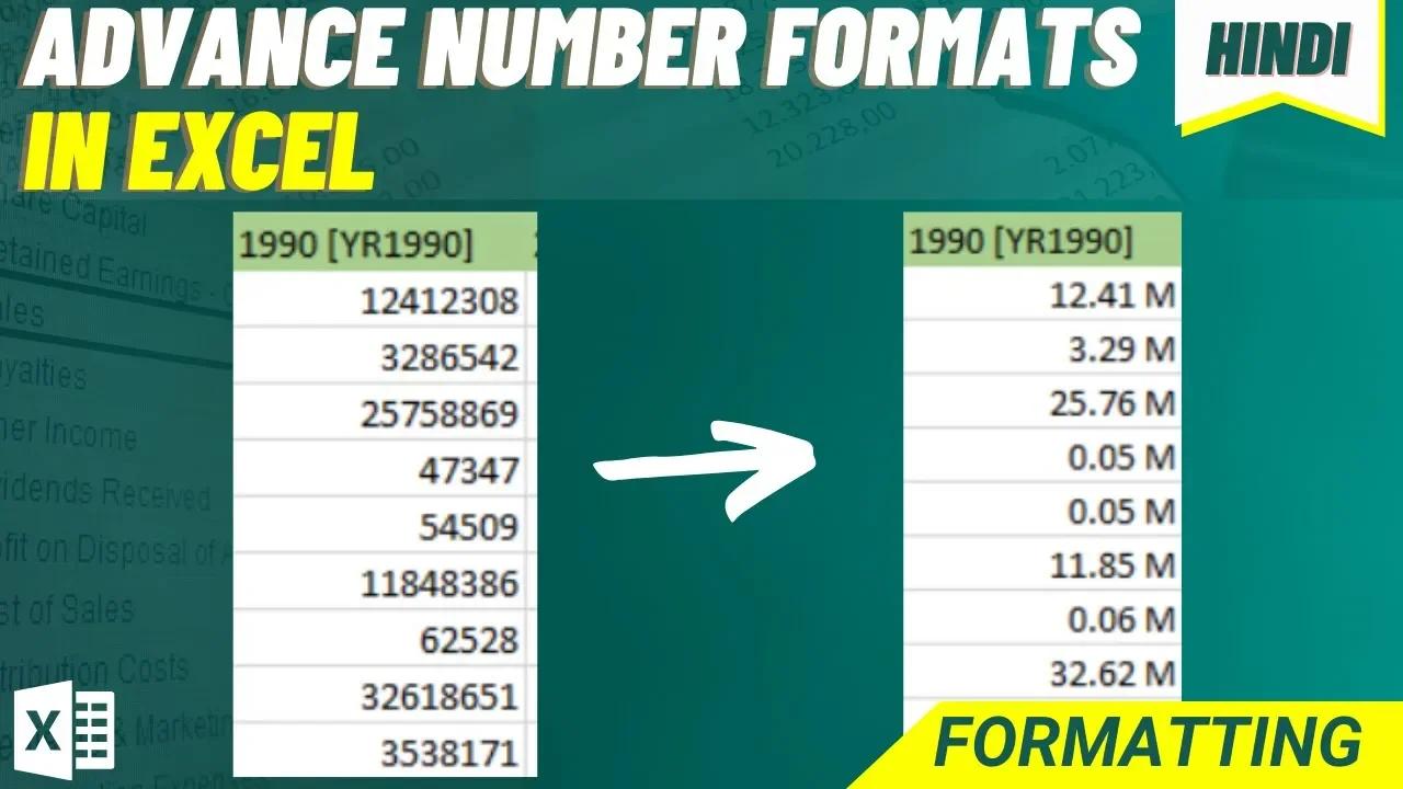 Advance Number Formats In Excel | Custom Format Cells | CTRL + 1 [Hindi]