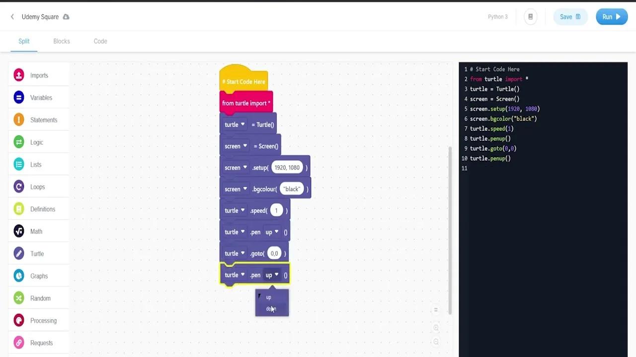 Coding Made Easy Creating A Square Part 1 In Block Scripting And Python