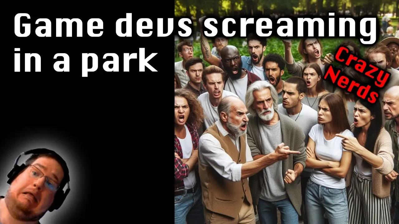 Crazy Nerds - Game devs screaming in a park