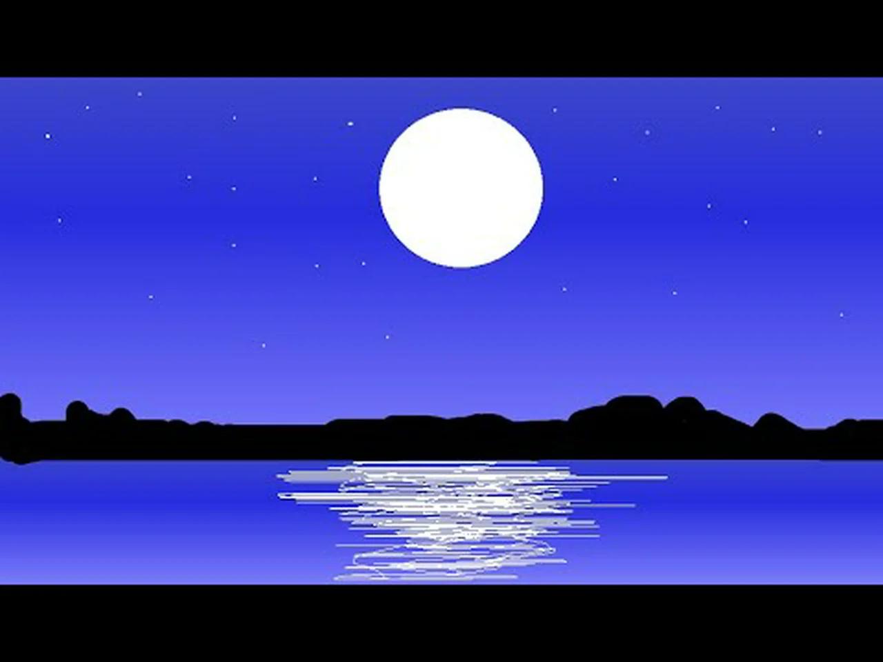 How to draw full moon night landscape in MS Paint