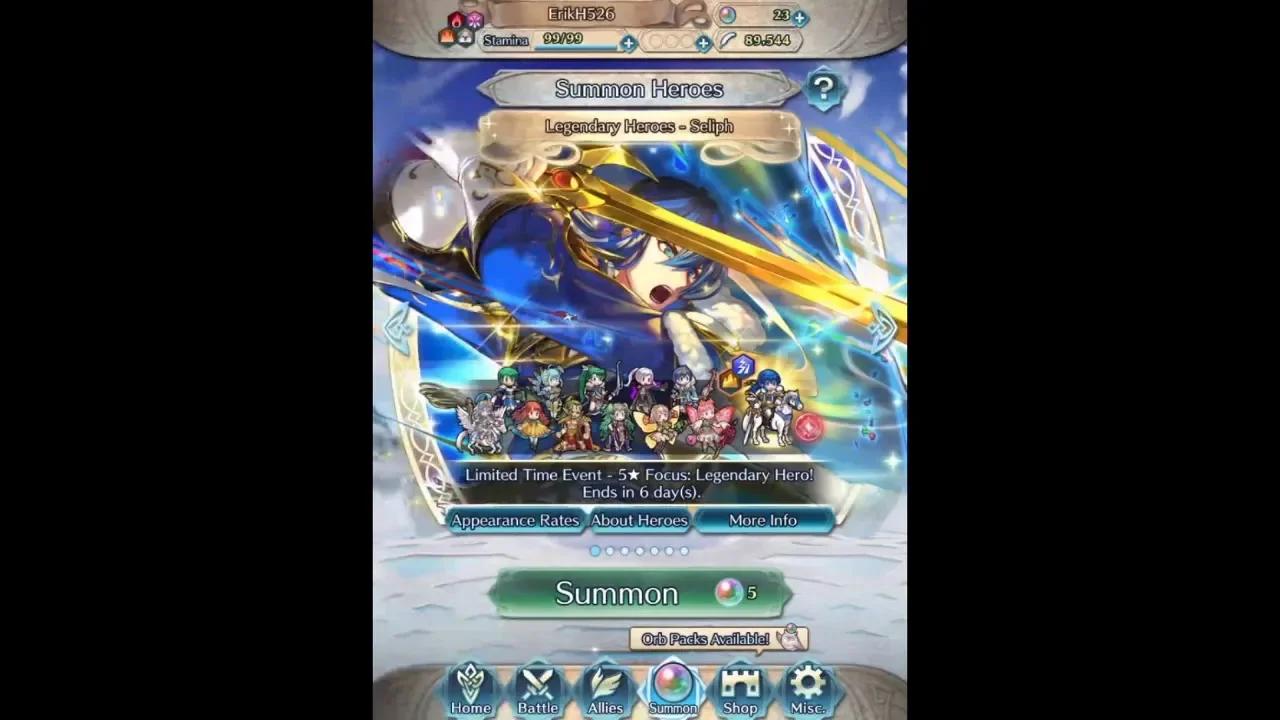 ErikH526 - Fire Emblem Heroes - Legendary Hero Seliph Summoning Event ...