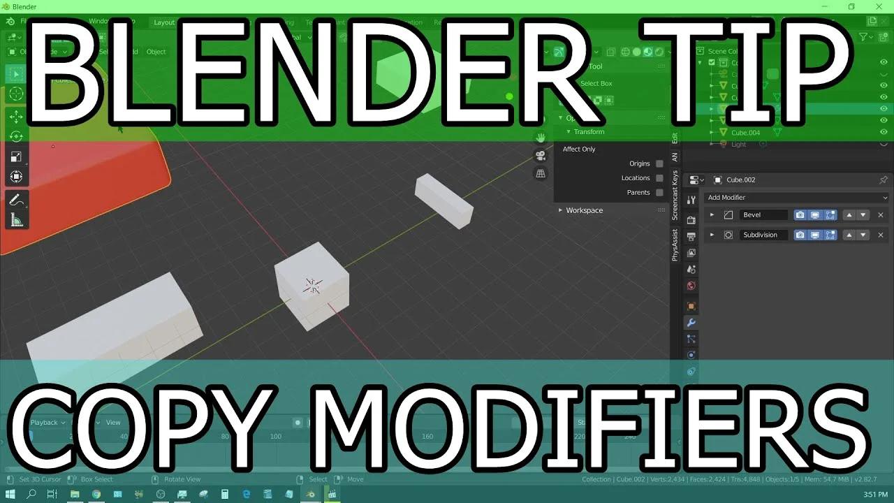 Blender Tip - Copy Modifiers From One Obeject To Another