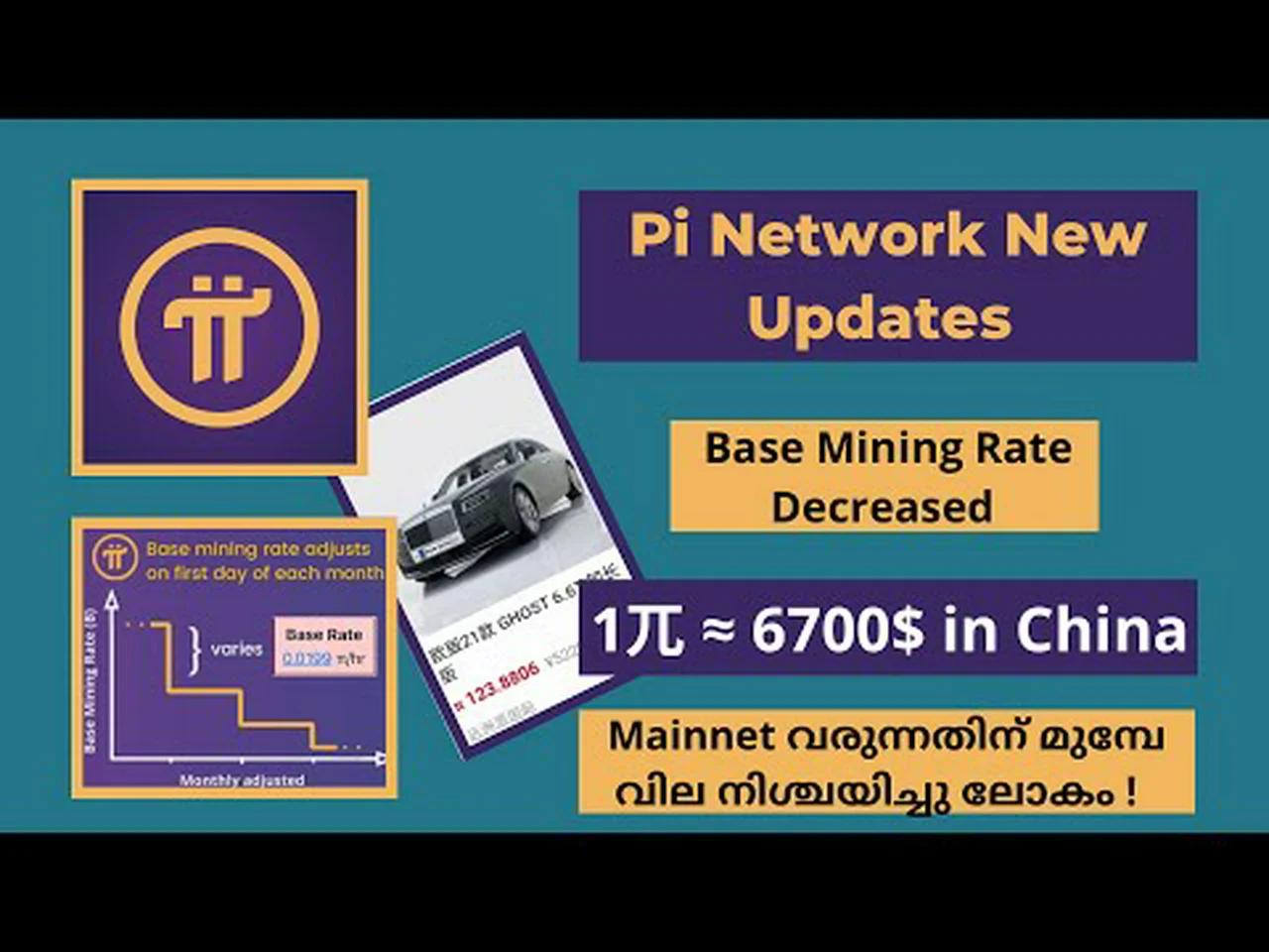 Pi Network New Updates | Base Mining Rate Reduced | 1 Pi Coin = 6700 ...