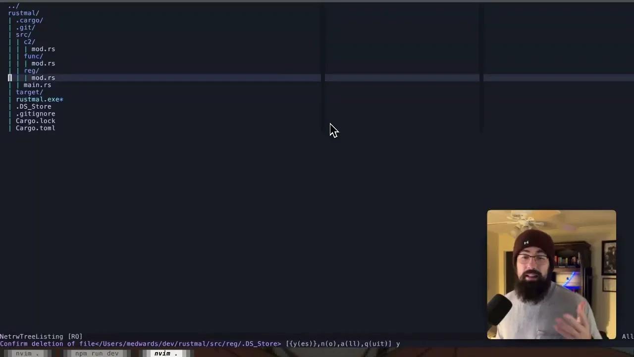 how i use Rust modules to organize my malware code