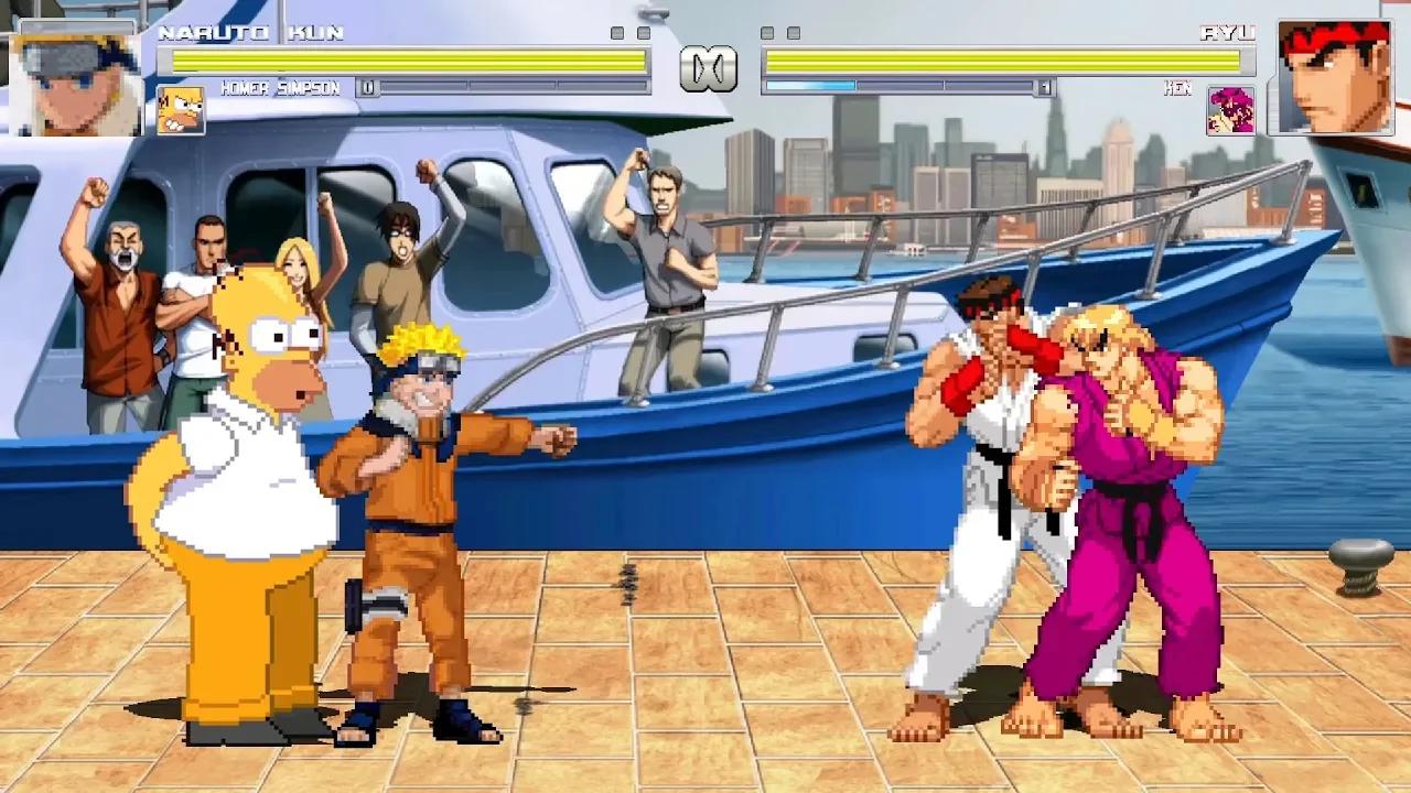 NARUTO E HOMER SIMPSON vs RYU E KEN LUTA ÉPICA INSANA DE MUGEN!