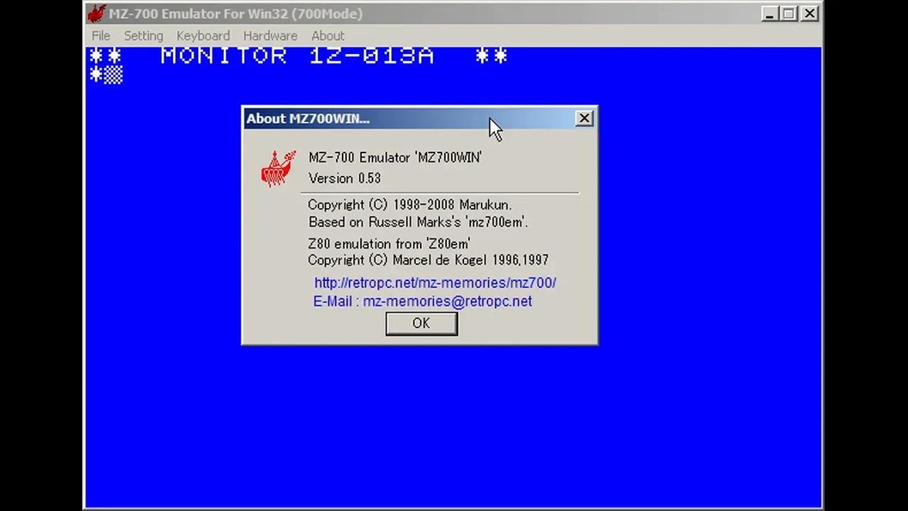 Sharp MZ-700 & MZ-1500 emulator: mz700win