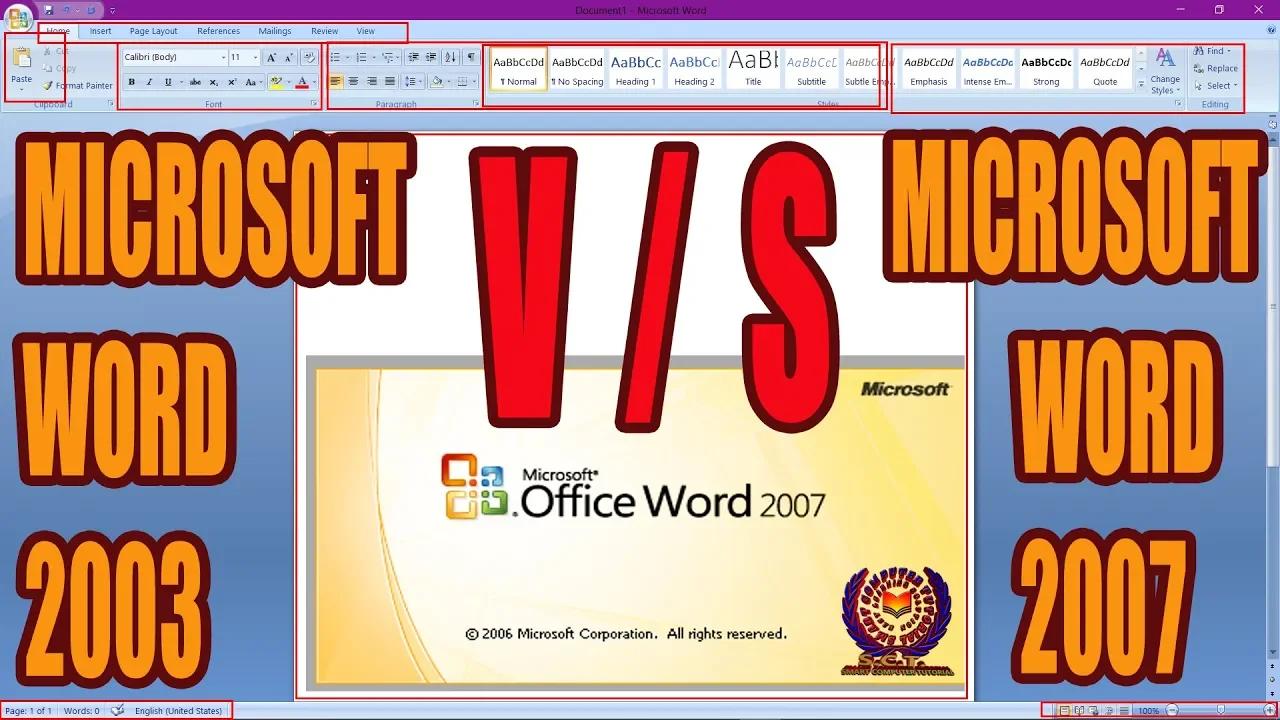 microsoft word tutorial hindi 2020 || ms word 207 V/S 2003 complete ...