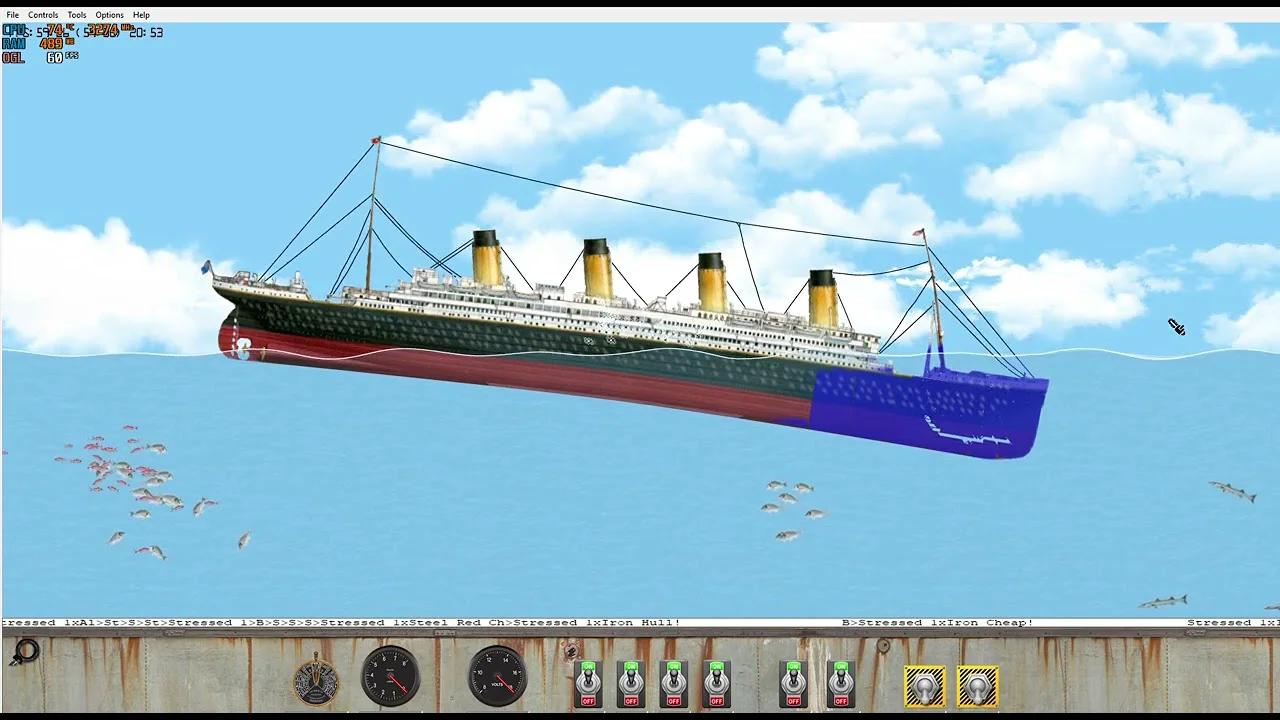 Titanic sinking in Floating Sandbox