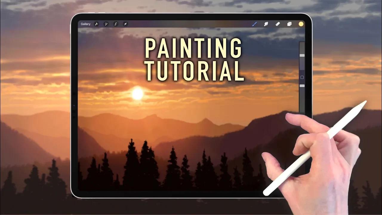 Ipad Painting Tutorial Easy Mountain Sunset Landscape In Procreate