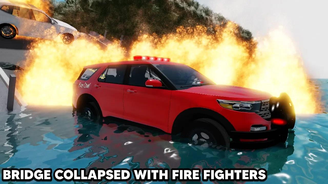 Fire Fighters Crash Into River | ROBLOX ERLC