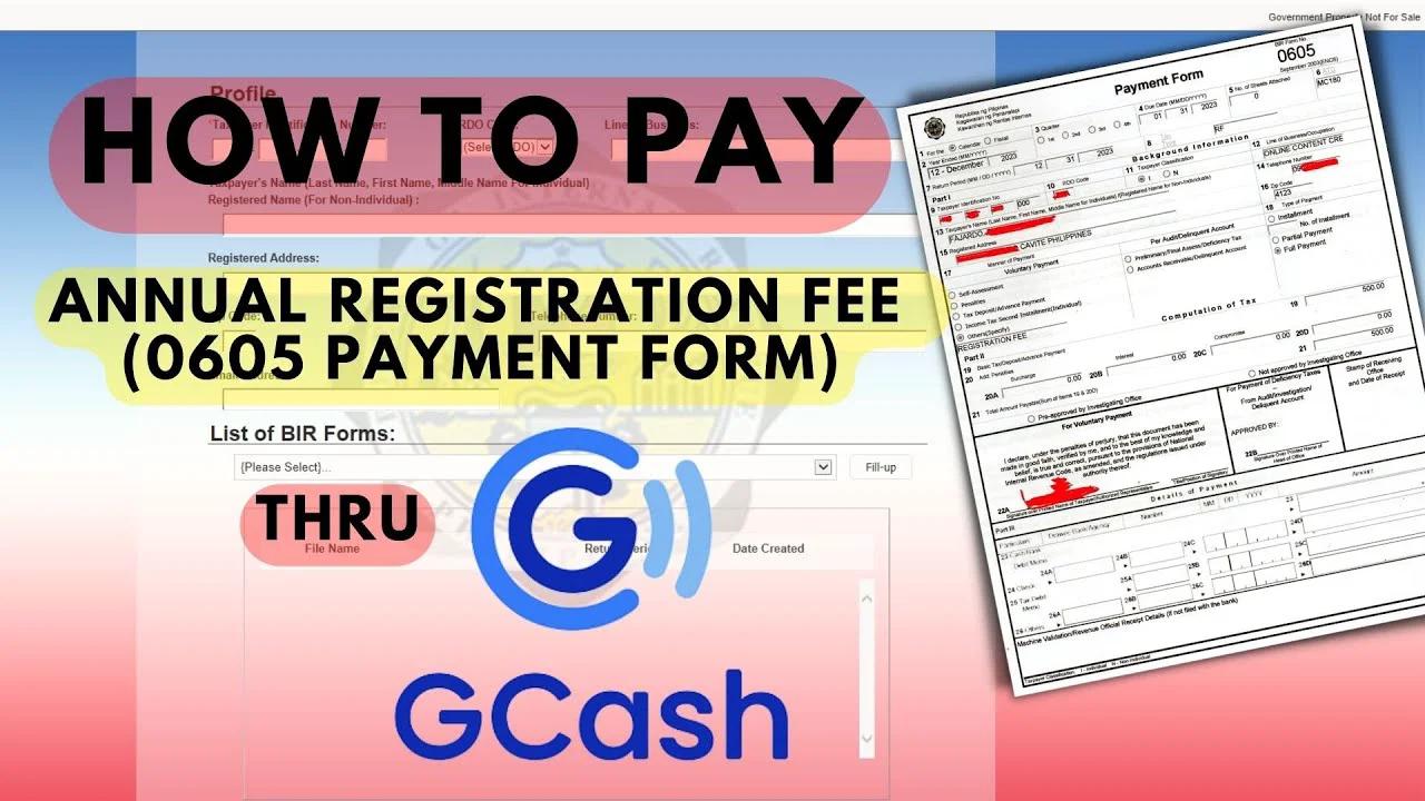 How to pay BIR Annual Registration Fee 0605 Payment form via Gcash ...