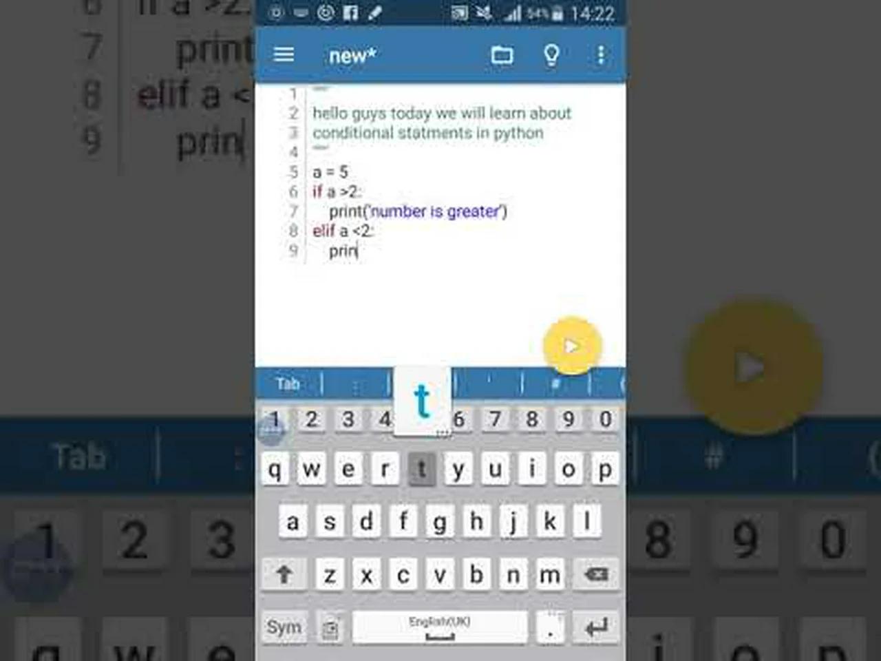 Conditional statements in python using Qpython