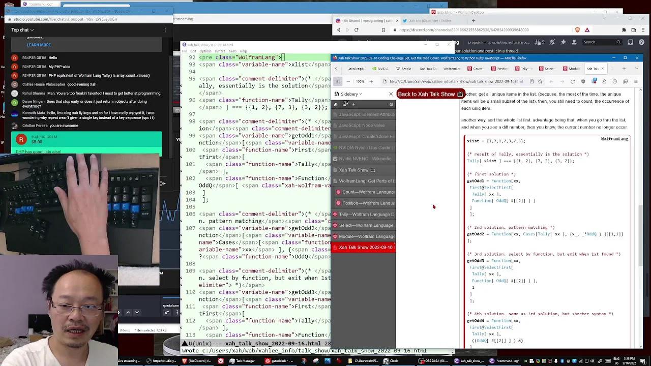 Coding Challenge, Get the Odd Count. WolframLang vs Python Ruby JavaScript PHP Haskell