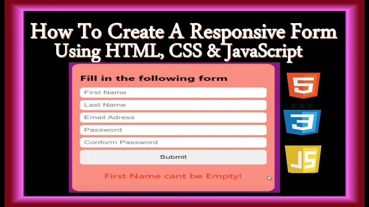 Responsive Form In Html And Css And Javascript Responsive Form Using Vscode 4649