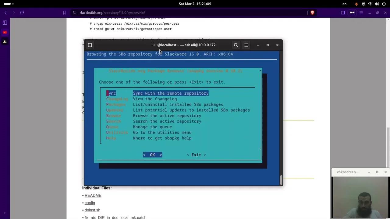 Nix package manager installation on Slackware using slapt-src and sboui