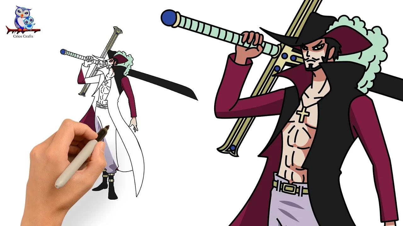 How to Draw Dracule Mihawk One Piece - Step by Step