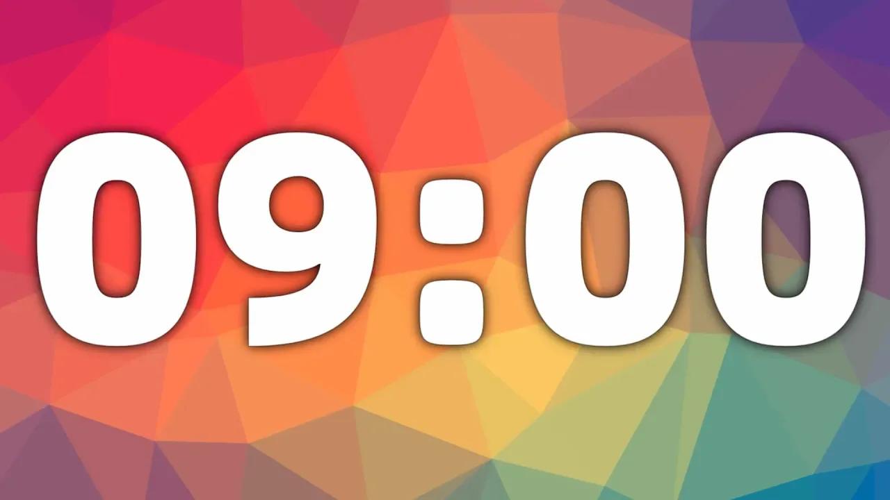 9 Minute Countdown Timer (With Ticking Sound &Alarm Clock Sound) |HD ...