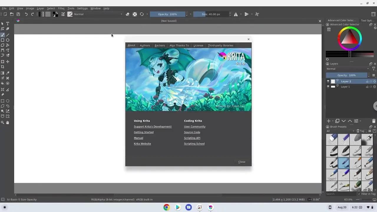 How to install Krita 5.1.0 on a Chromebook
