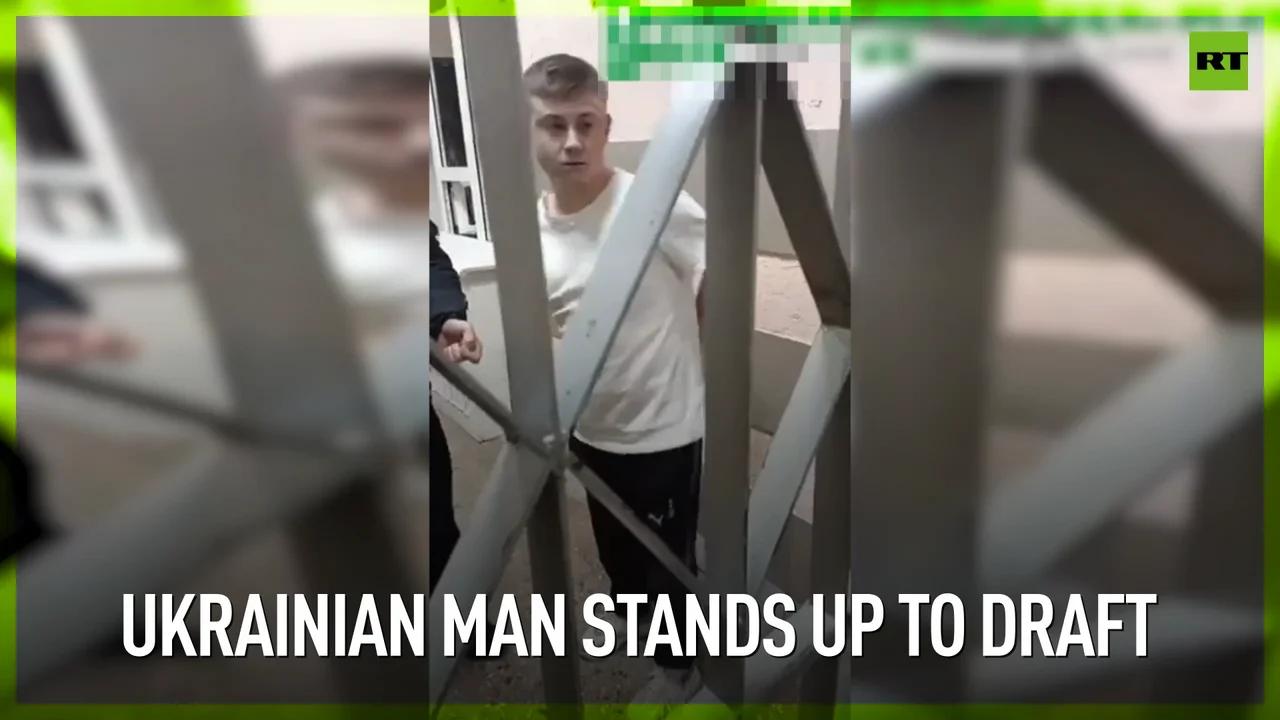 Ukrainian man stands up to draft