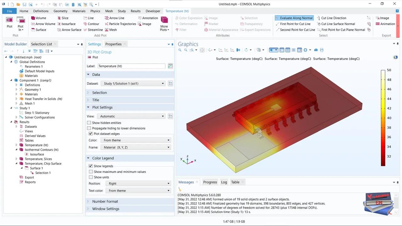 Heat Transfer in a Silicon Chip Surface Mount Package