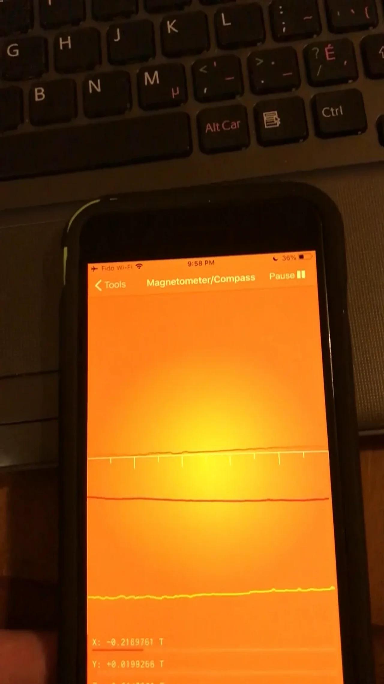 Using an iPhone to Scan a Laptop for Magnetic Signals