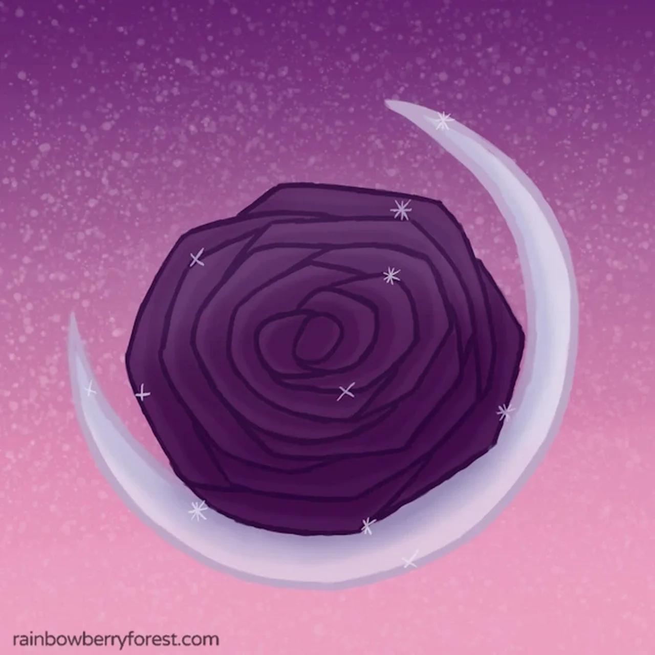 purple lunar rose with pastel pink sky