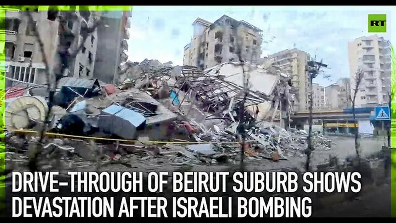 Drive-through of Beirut suburb shows devastation after Israeli bombing
